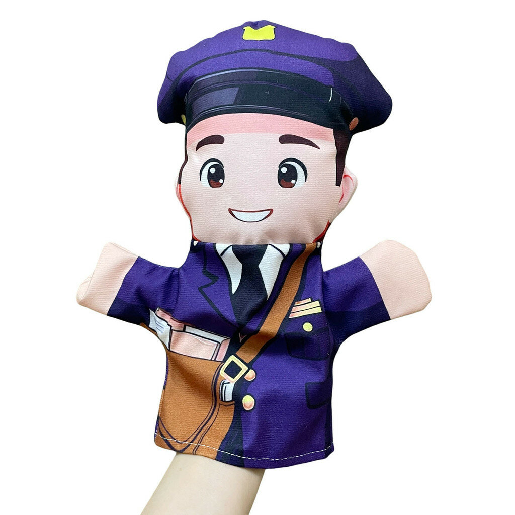 Professional person plush finger puppet toy with soft pp cotton for kids play and collectible items postman