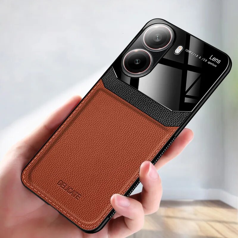 Ретро кожаный тонкий чехол на Poco X7 Pro, Ультратонкий чехол для мобильного телефона с защитой от падения для Поко X7 Про