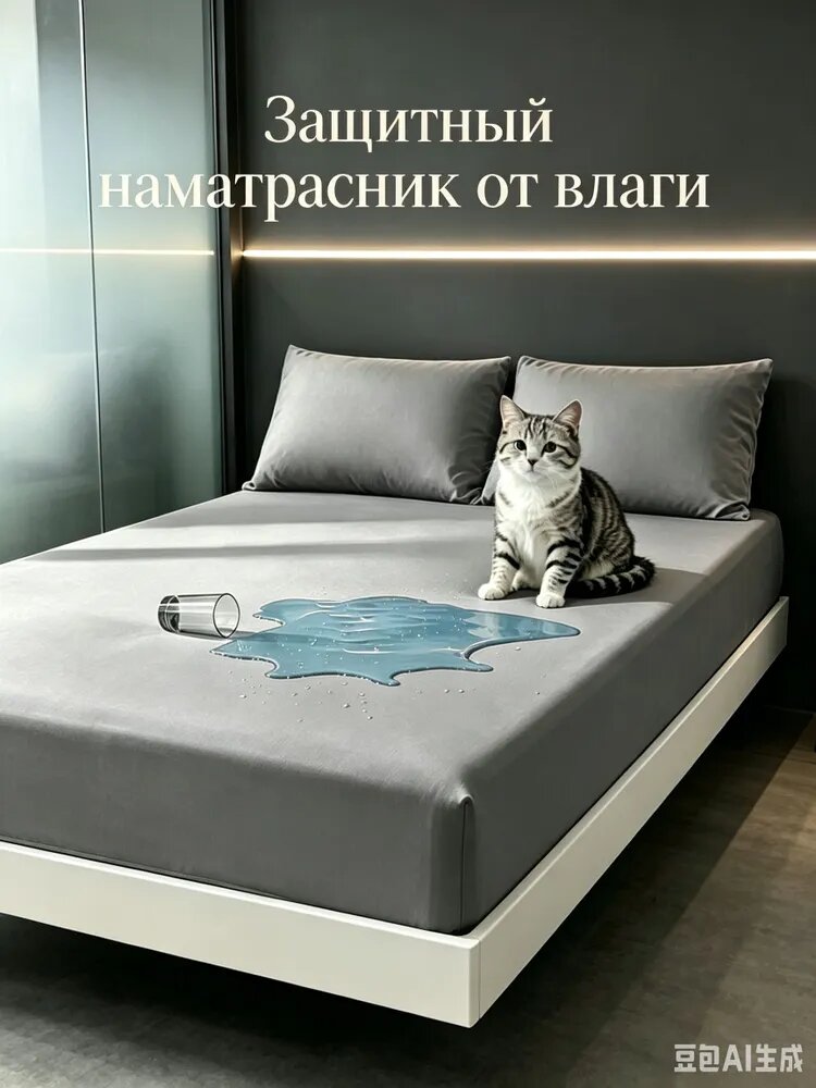 Простыня непромокаемая, Саржа, Махровая ткань, 160x200 см