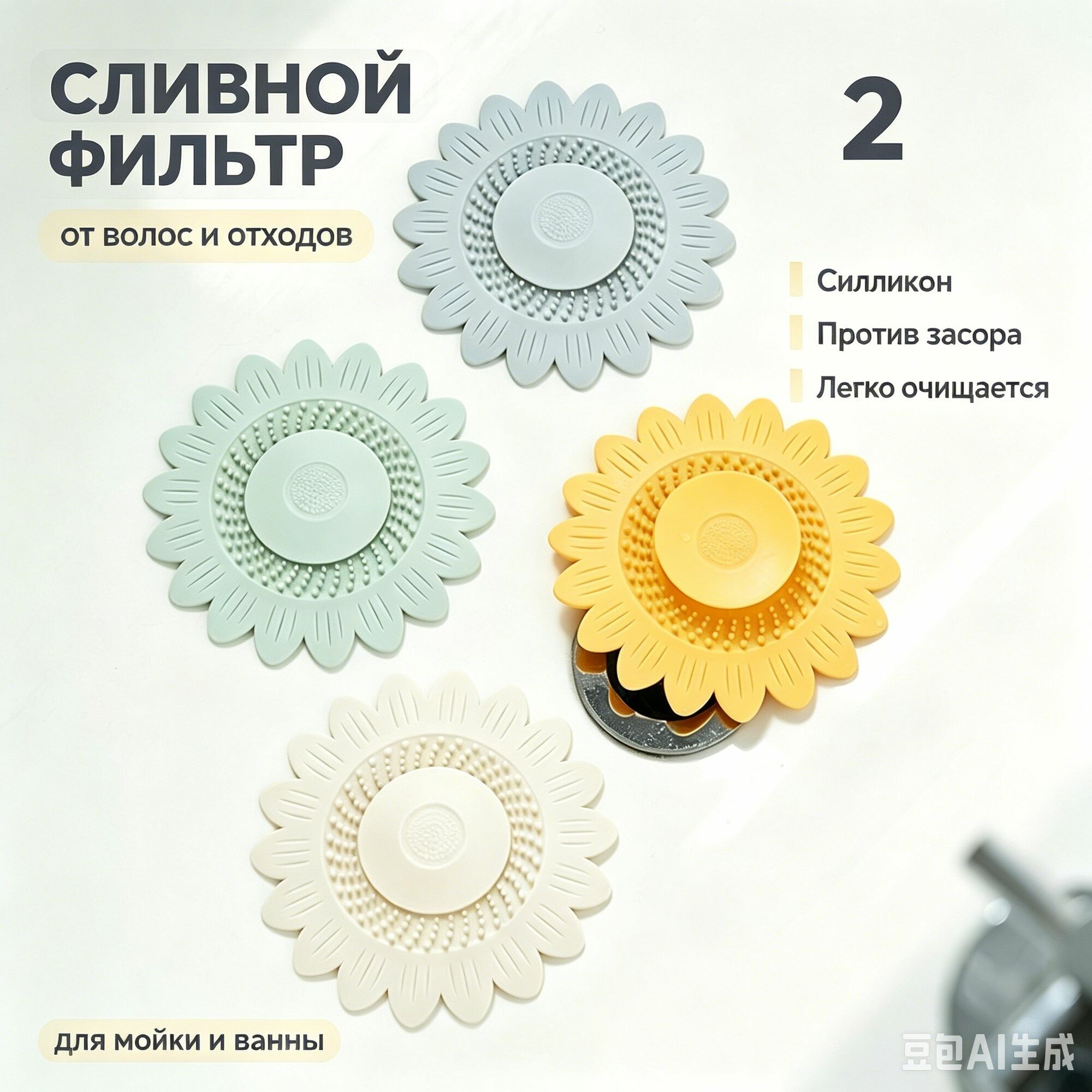 Сетка для раковины 12.6 см х 12.6 см, 2 шт