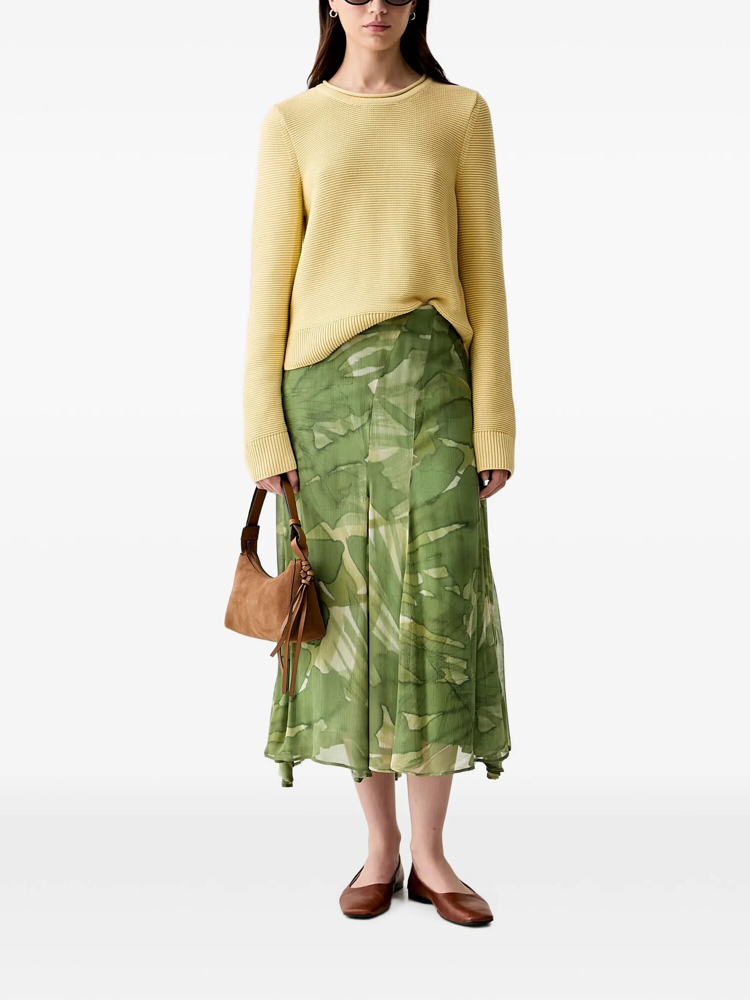 Юбка Pedro del Hierro Leaf-pattern midi skirt, размер 40 — фото 1