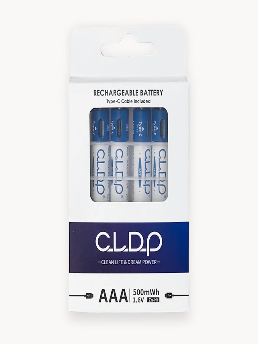 Аккумуляторная батарейка, Ni-Zn, AAA, перезаряжаемая, 4 шт, с USB-зарядкой