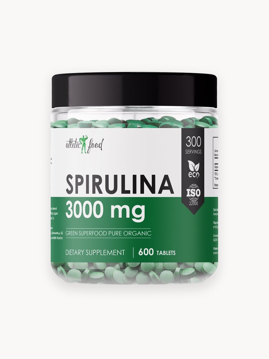 Atletic Food Спирулина Spirulina 3000 mg - 600 таблеток, ---