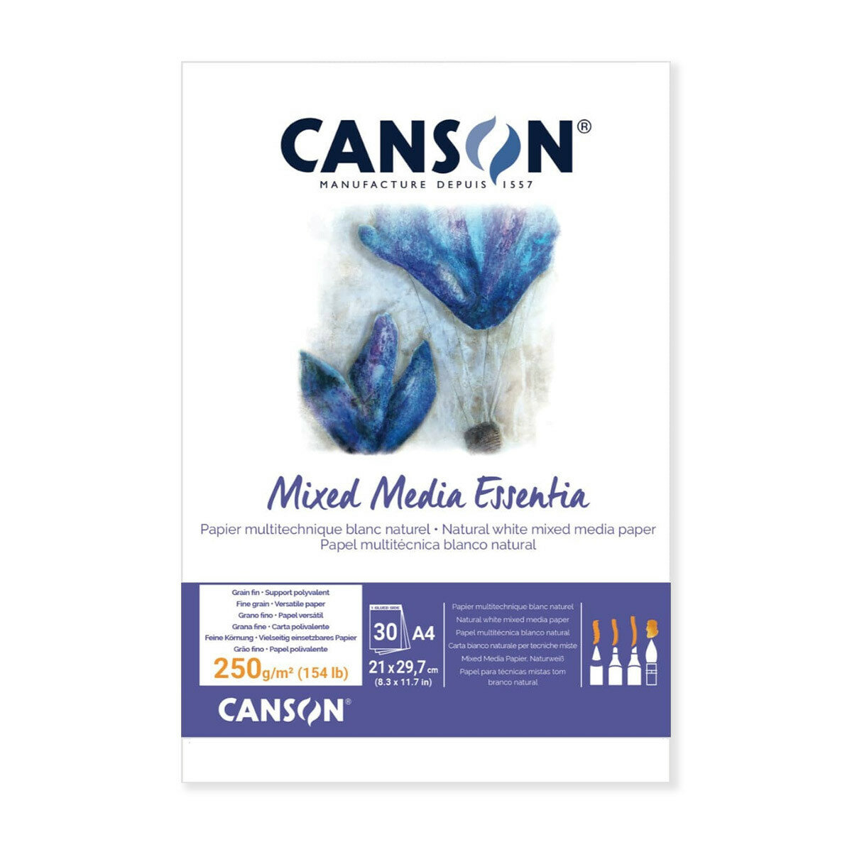 Canson ESSENTIA MIX MEDIA альбом акварельный 250 г/м2 21x29.7 см 30 листов мелкозернистая
