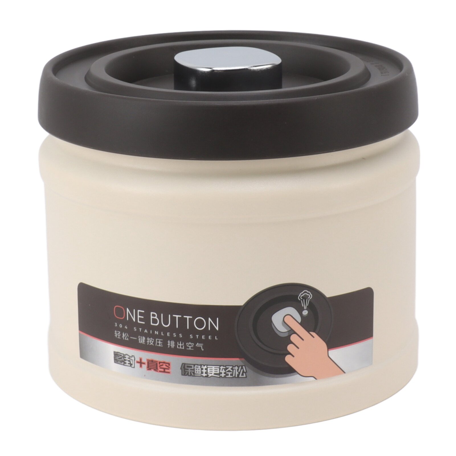 Вакуумный герметичный кофе -контейнер 304 из нержавеющей стали тип типа герметичный контейнер для хранения продуктов для кофейных бобов чайные гайки 750 мл бежевый