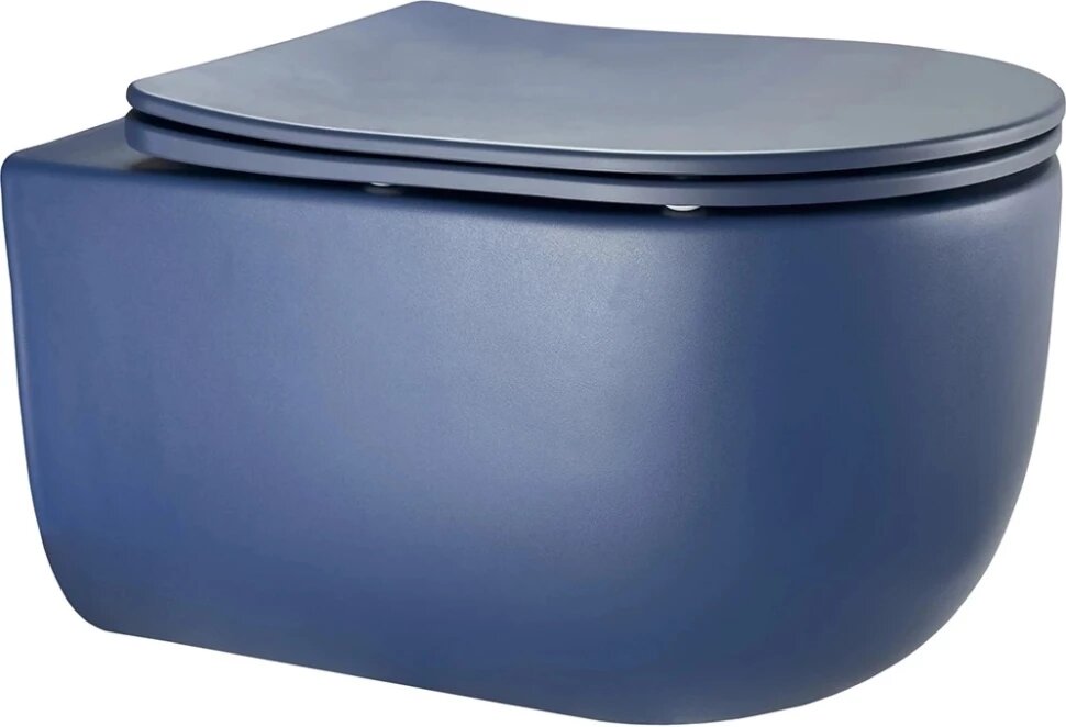 Унитаз подвесной GID Tr2133TF-BUM безободковый, торнадо, с сиденьем микролифт, синий матовый