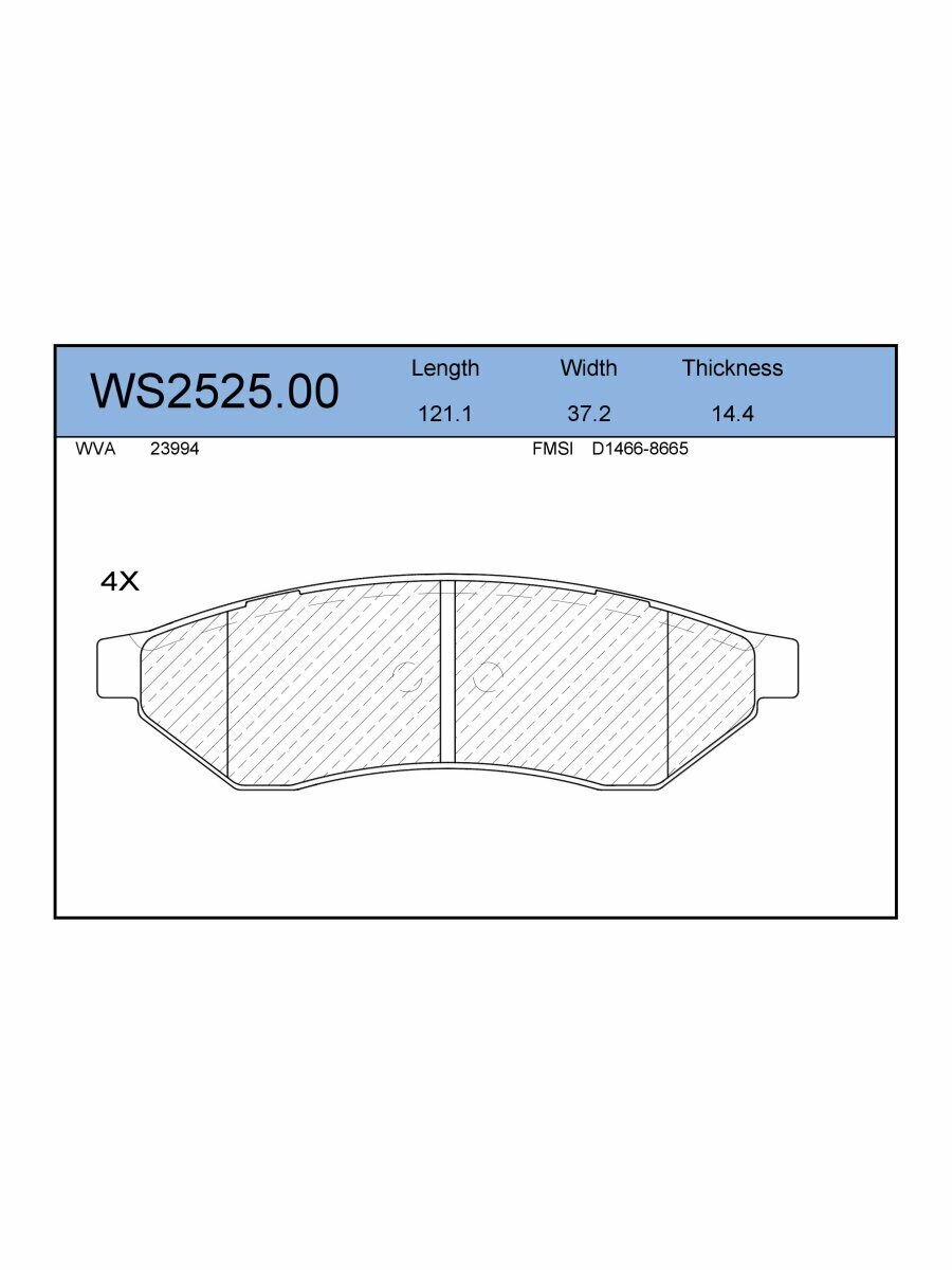 Колодки тормозные дисковые JEENICE WS2525.00 зад для CHEVROLET и DAEWOO