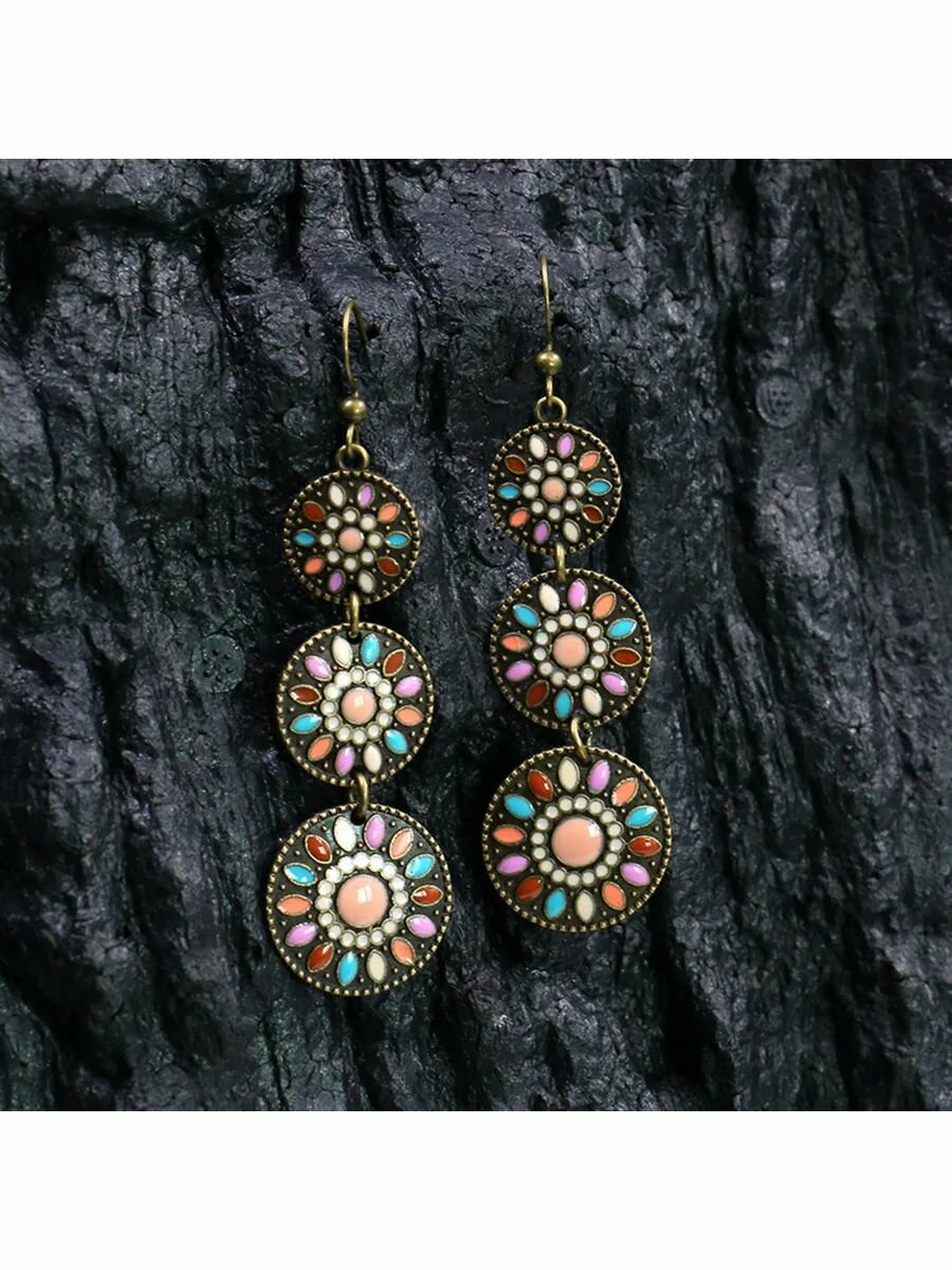 Серьги, бирюза синтетическая, эмаль