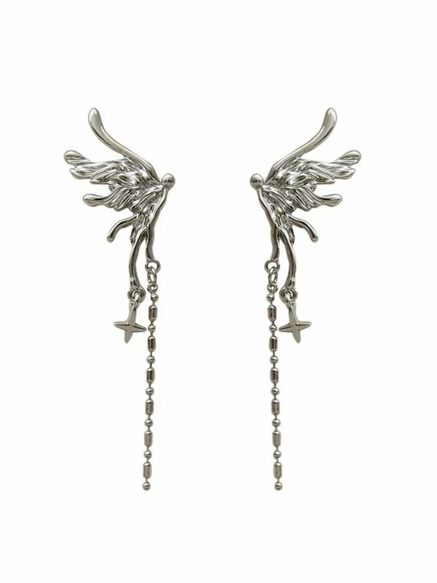 Серьги пусеты, металл, эмаль, стекло, искусственный камень