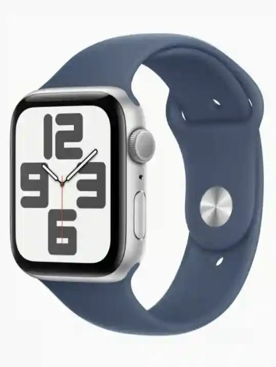 Умные часы Apple Watch Series SE Gen 2 2024 44 мм Aluminium Case GPS, Silver/Denim Sport Band, размер ремешка M/L