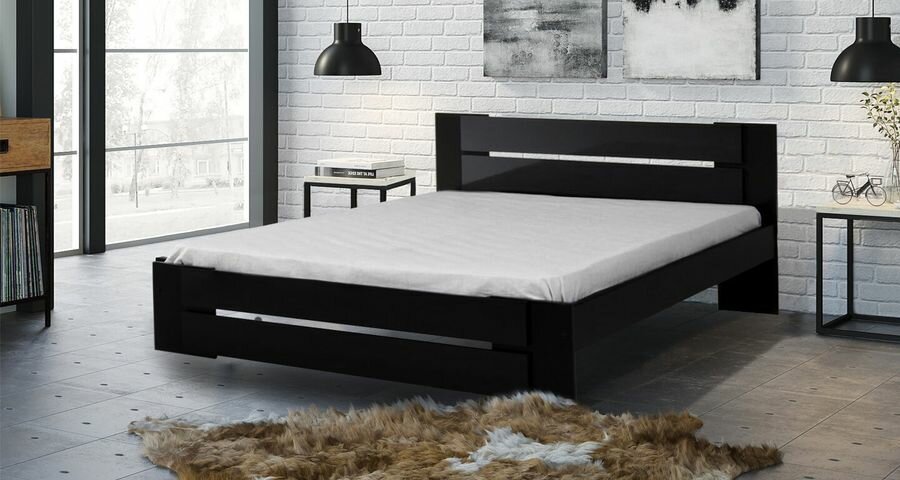 Двуспальная кровать "Модерн" из Массива сосны 180*200, классический орех 2