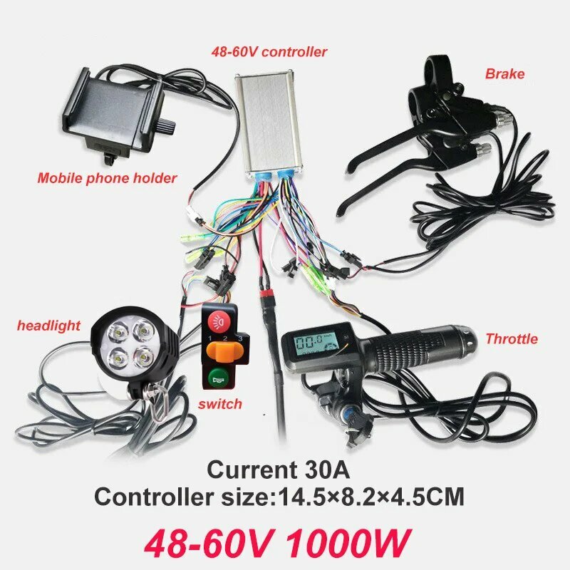 Бесщёточный контроллер для электровелосипедов и скутеров 36V/48V/60V 350Вт/500Вт/1000Вт 48-60V1000W