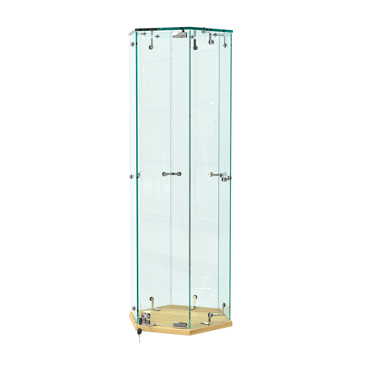 Витрина "истра" настольная шестигранная №10 (закрытая, задние стенки - стекло), Дуб Золотистый