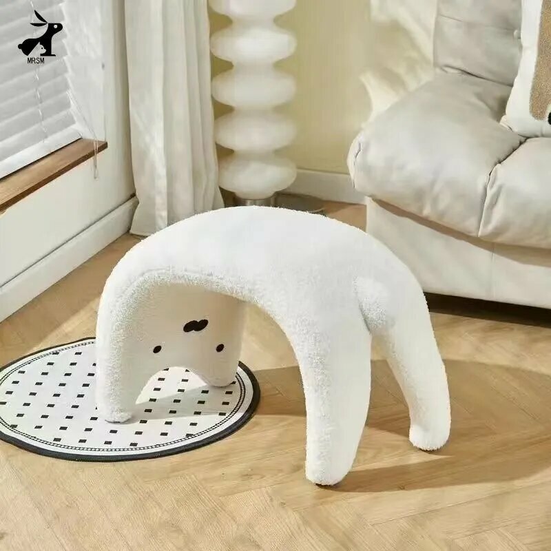 Табурет, полукруглый, обивка из текстиля, цвет белый, нагрузка до 150кг