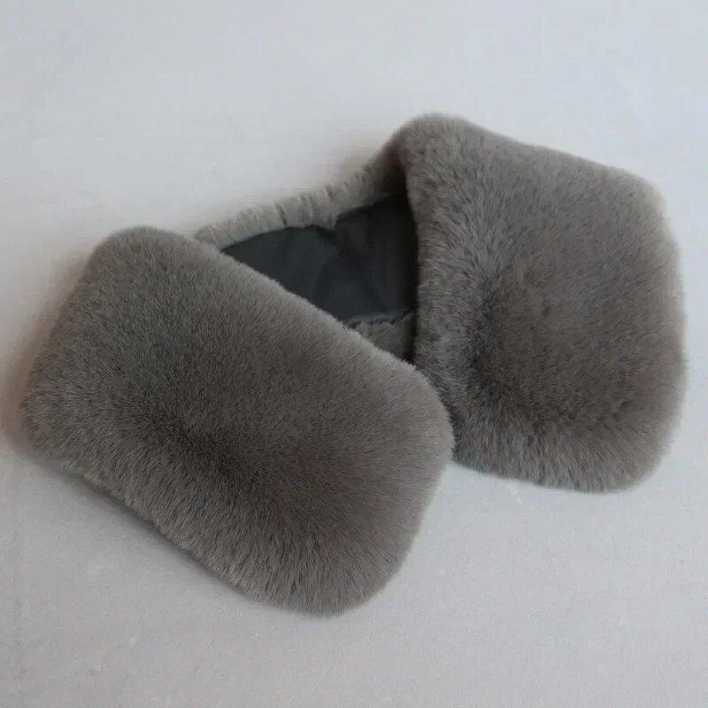 2025 зимняя пушистый фальшивый мех воротник для женщин фальшивый кролик мех мягкий теплый крюк вверх стиль шарф 2 в 1 толстый шея теплее 55 * 17 см,200,55,12, искусственный мех, полиэстер,