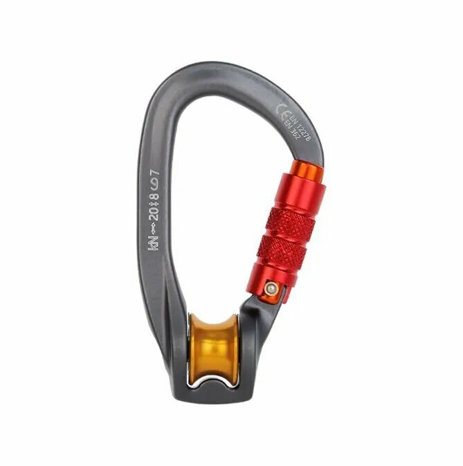 Карабин Xinda XD-Q9755TL, с роликом, байонетная муфта, алюминиевый сплав, серый, 102 мм