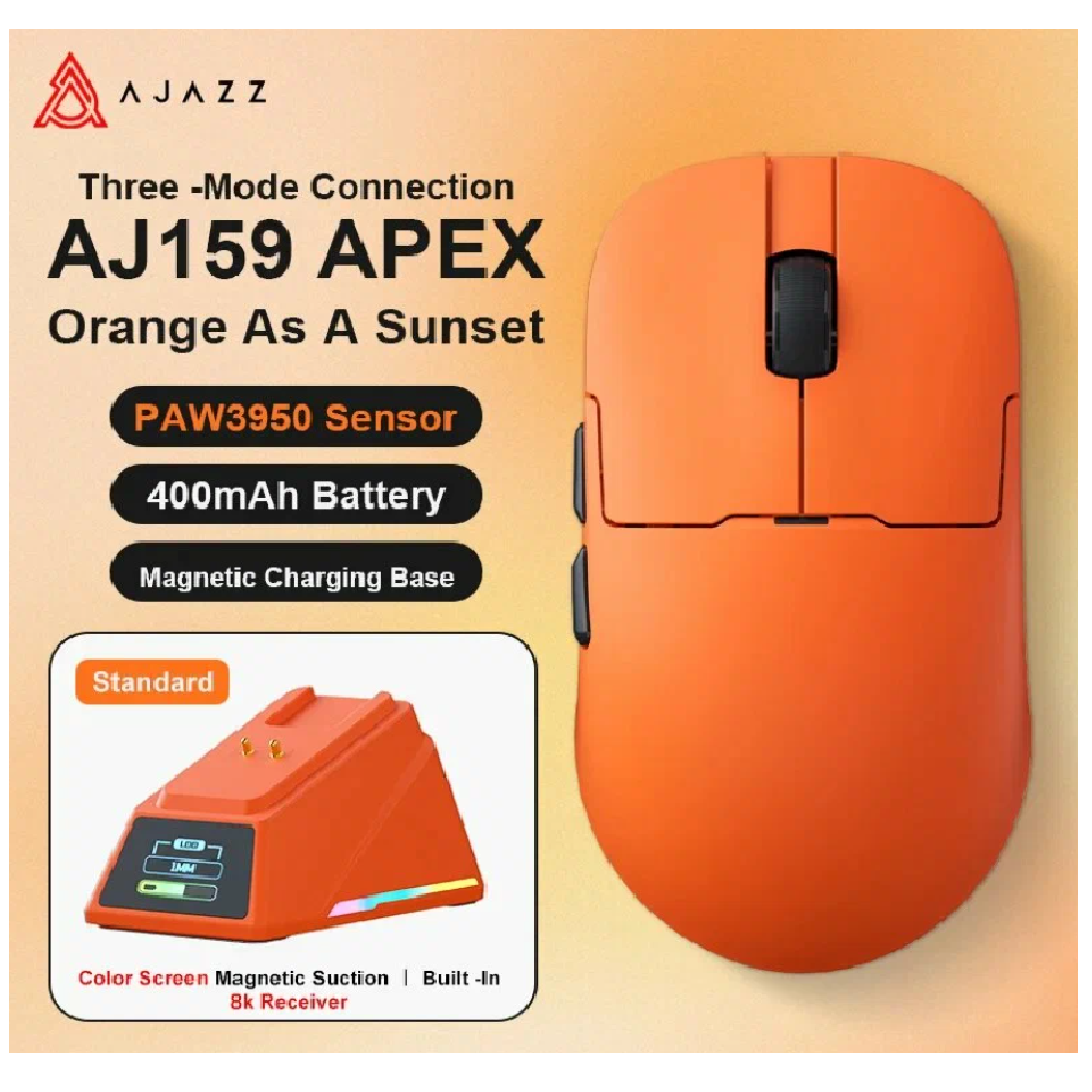 Беспроводная игровая мышь Ajazz AJ159APEX-Orange, док-станция