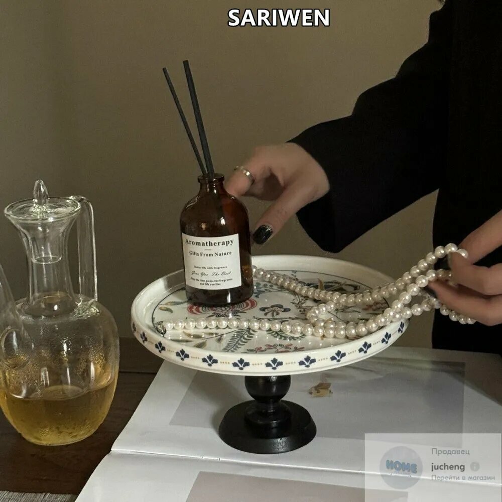 Фруктовница "Джунгли" SARIWEN, керамика, чёрная, диаметр 20,49 см