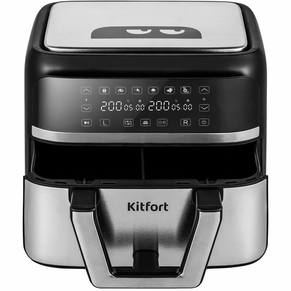 Аэрогриль KitFort КТ-2247,  черный и серебристый