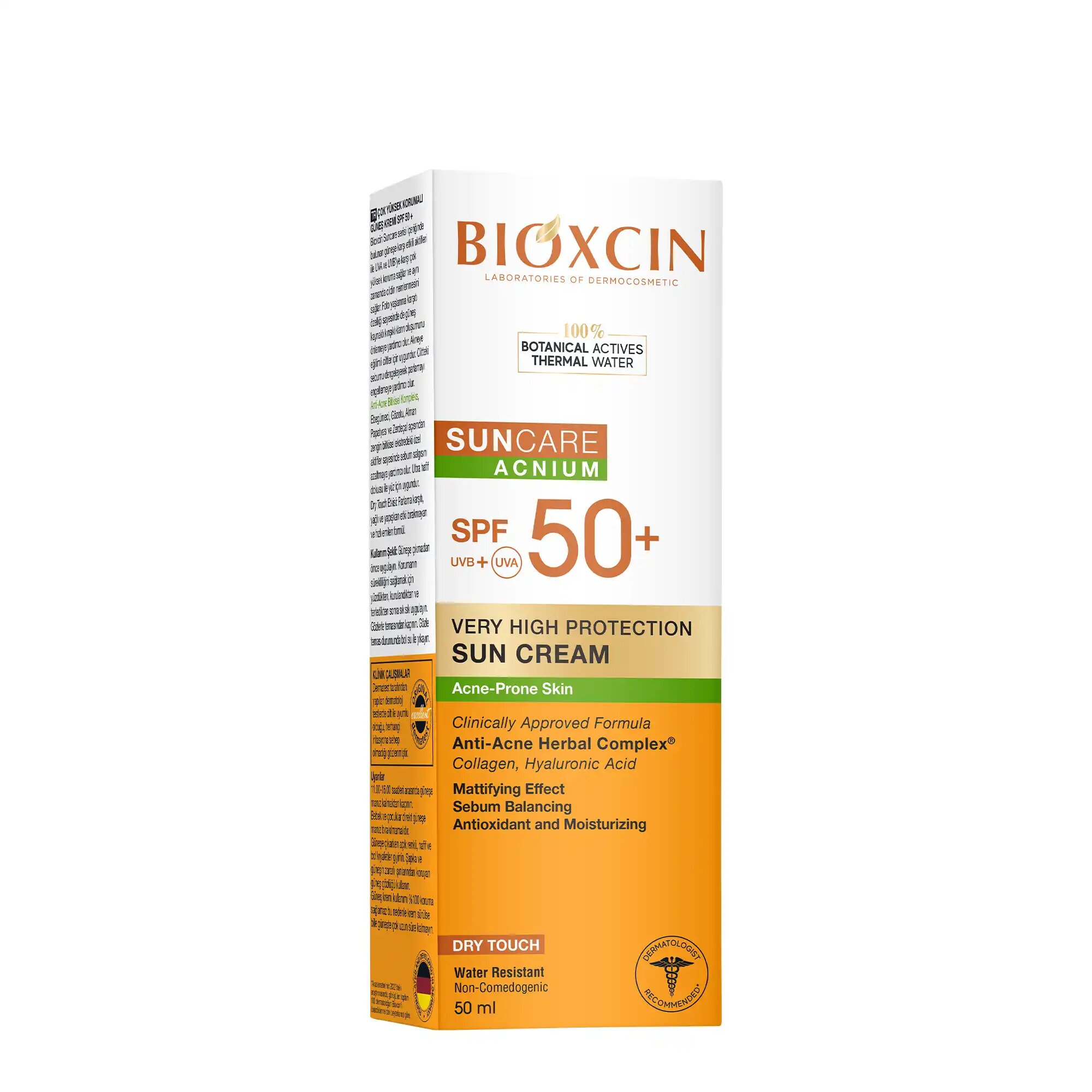 Солнцезащитный крем для лица Bioxcinc SPF 50+, против акне, для всех типов, в тюбике