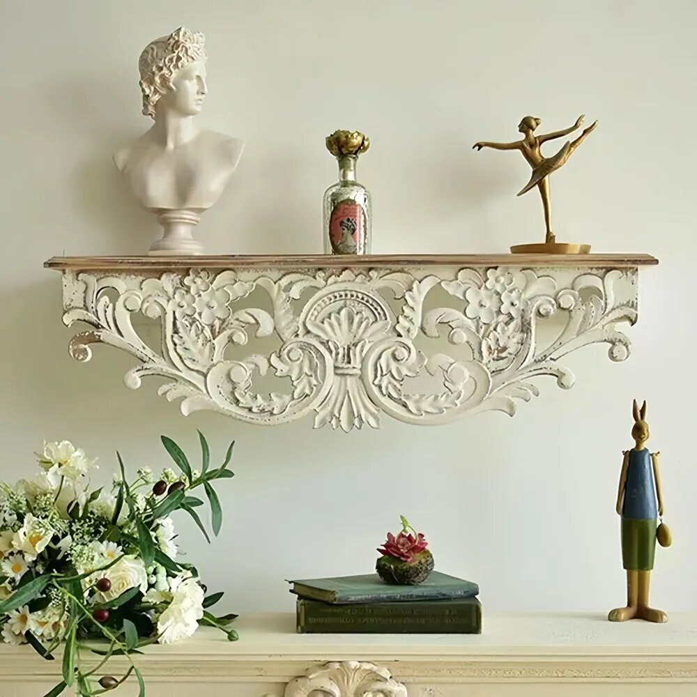 Американский винтажный деревянный полка - резная для гостиной и кафе