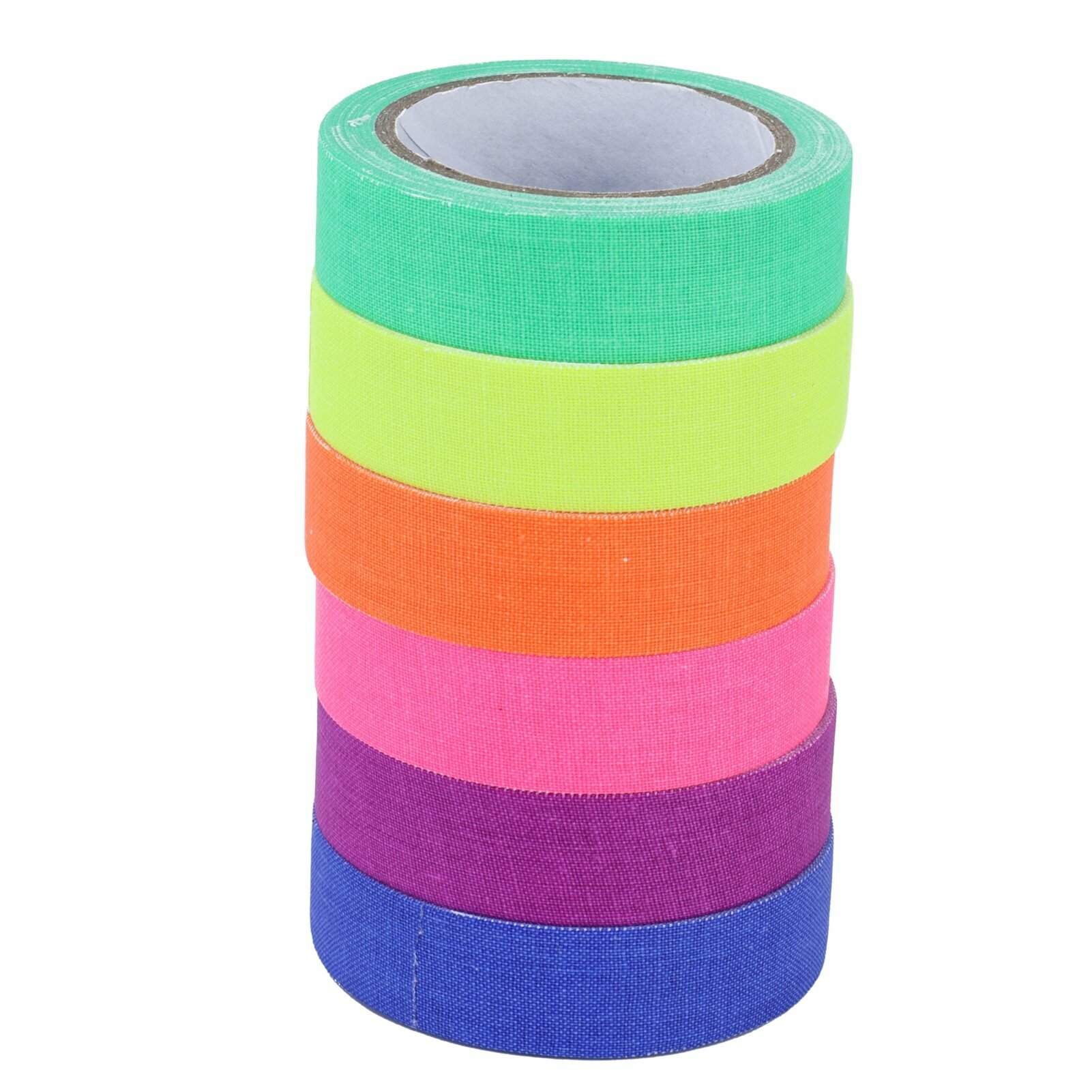 6Pcs Adhesive Tape 6 Color Fluorescent UV Cotton Cloth Stage Performance Prop
