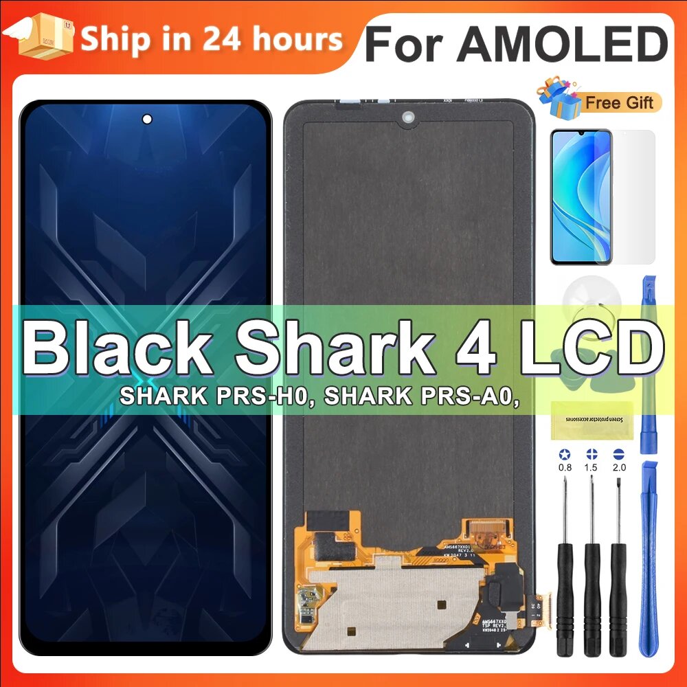 AMOLED для Xiaomi Black Shark 4, Shark PRS-H0/A0, ЖК-экран с дигитайзером сенсорного экрана для BlackShark 4, ЖК-дисплей TFT No Frame