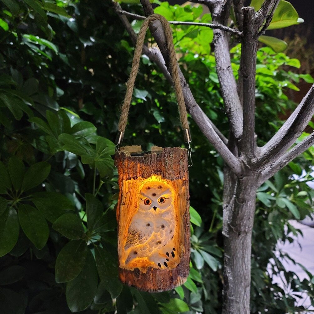 Солнечные фонари, уличный светильник с совой, лисой в пне, светодиодный садовый светильник, водонепроницаемые декоративные светильники для патио, сада, двора, дорожки