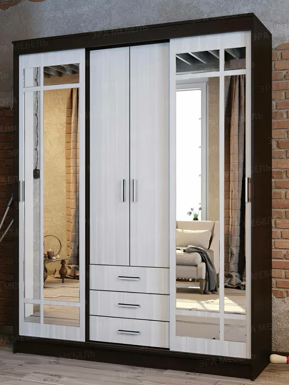 Шкаф-купе лорд ЛДСП дуб венге/сосна лоредо (1700/580/2200 мм) для дома, дачи, офиса