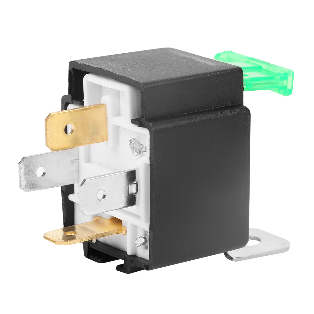 Автомобильное Реле: 4-Контактное 30A DC 12V с Предохранителем Надежная Защита Цепей - Устойчивый к Вибрациям Пластиковый Корпус и Металлическая Подставка Реле с Предохранителем for Автомобильные Фары Вентиляторы Звуковые Сигналы