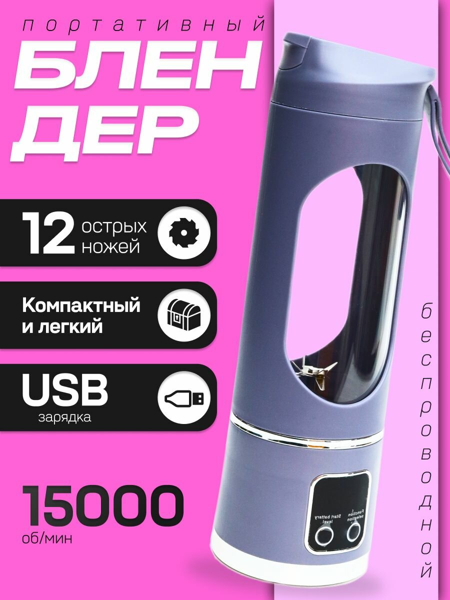 Блендер "Красивые продукты", пластик, портативный, USB, фиолетовый