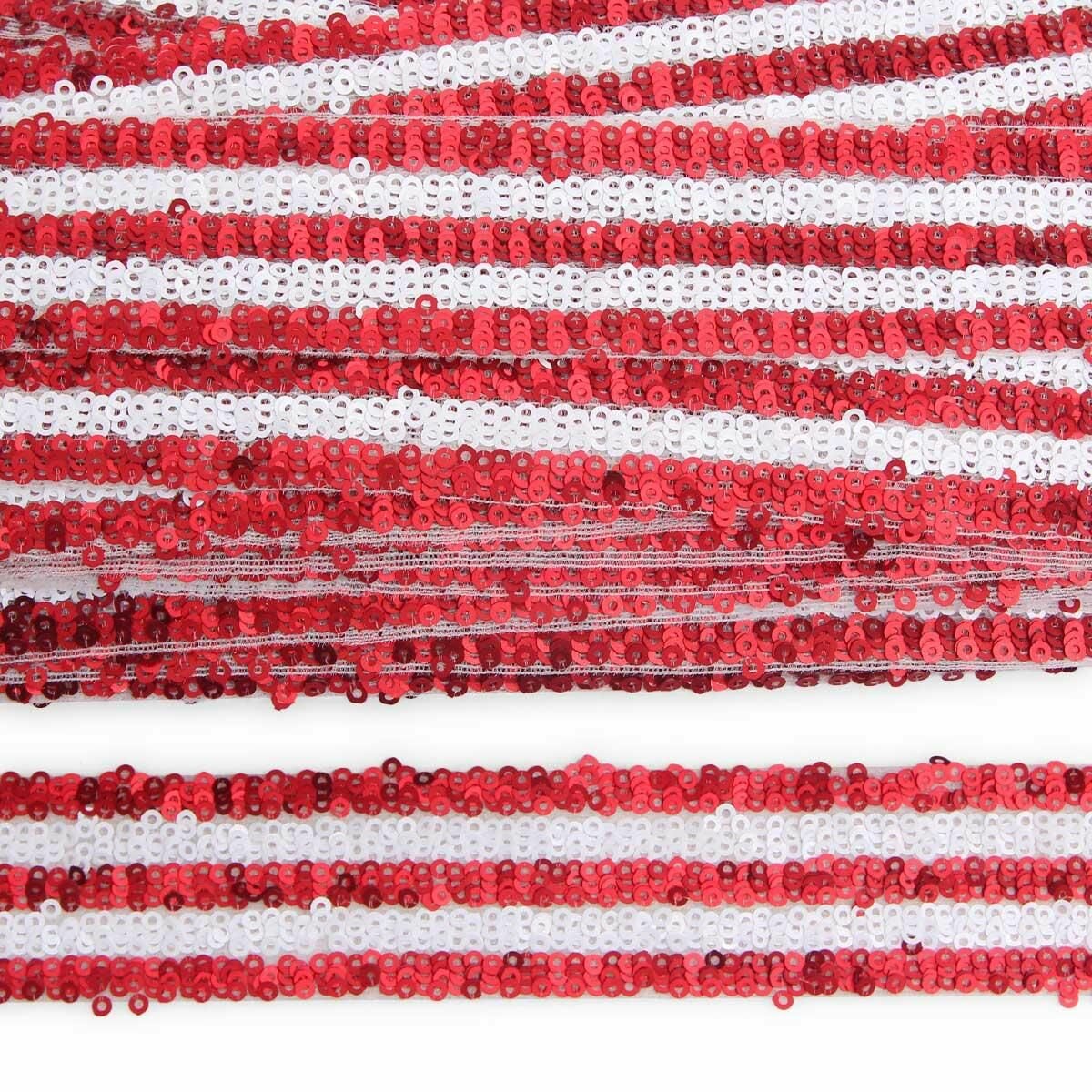 Тесьма айрис Лампасная, с пайетками, 3,5 см, 14,63 м, красная, 3AR070