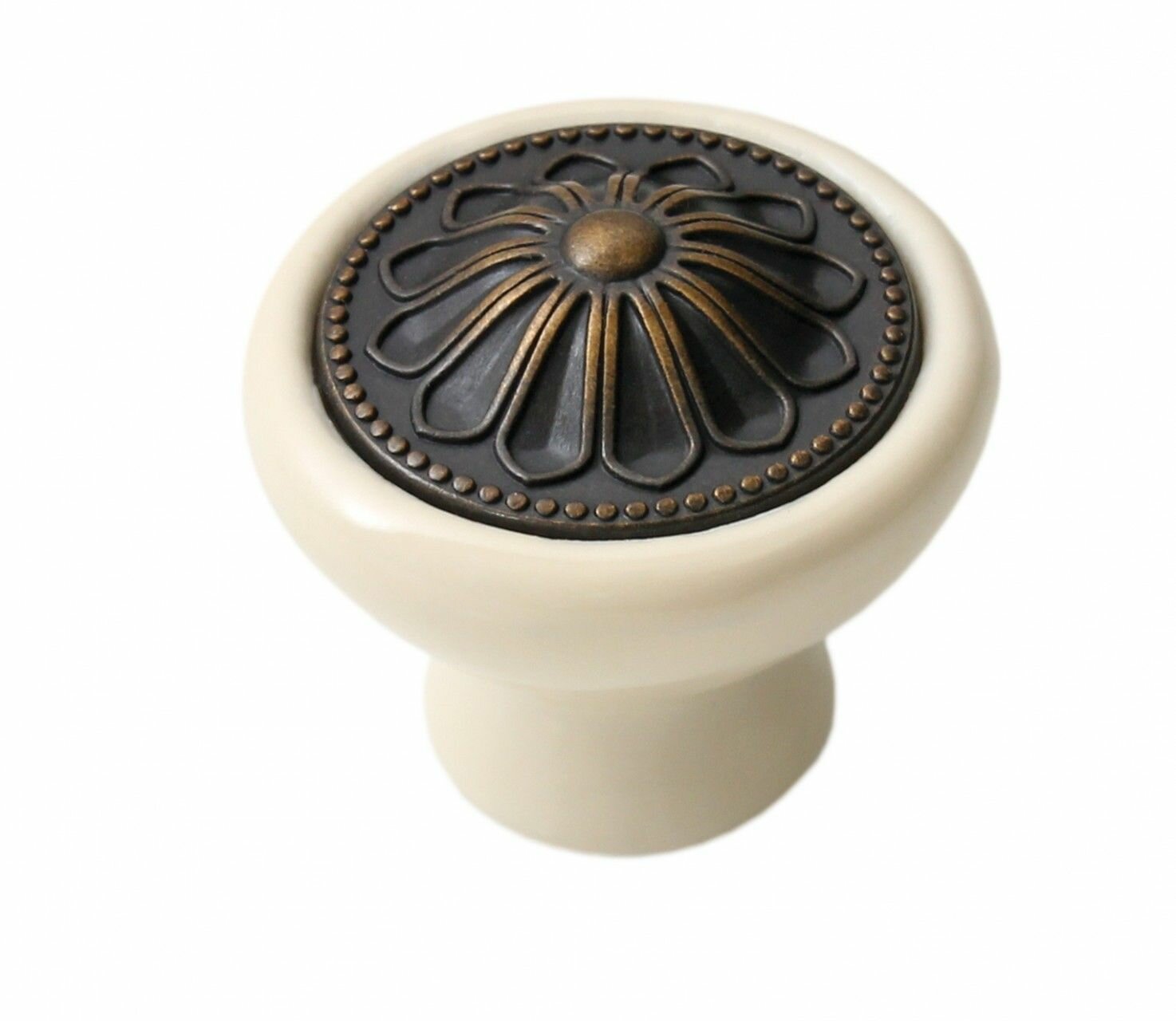 Мебельная ручка CERAMICA RC107AB.4/W, старинная латунь, w - белый, 2 шт