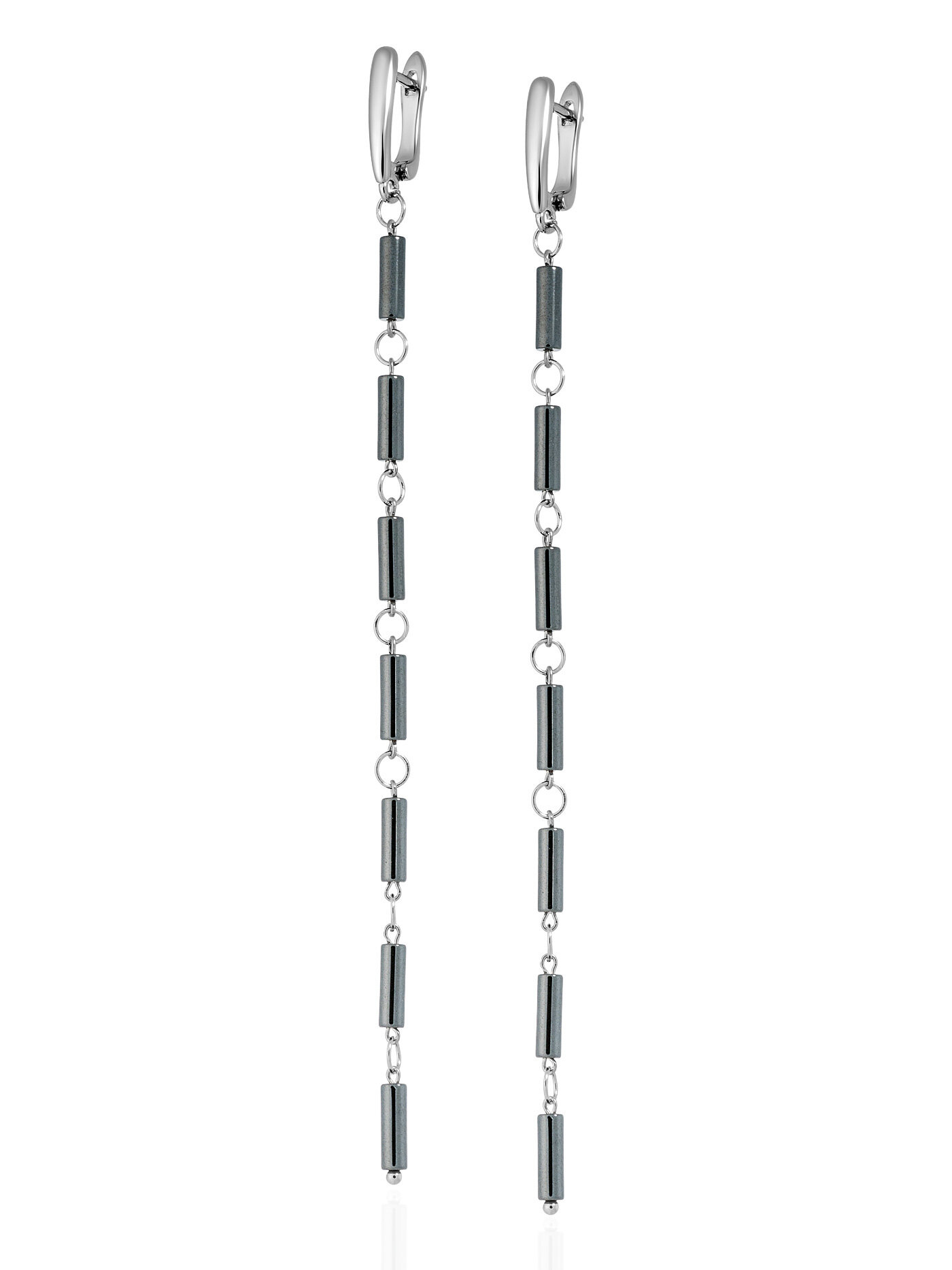 Серьги с подвесками, гематит