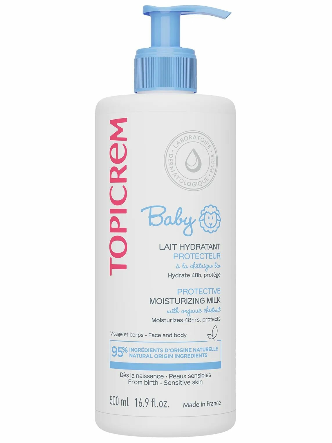 Молочко Topicrem "Baby", для лица и тела, защитное, увлажняющее, 500 мл