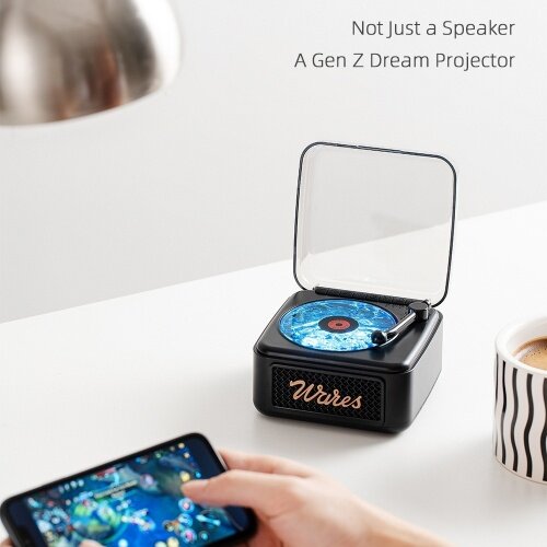 Ретро-динамик Bluetooth, виниловая пластинка, беспроводной, рассеянный свет, Черный и синий