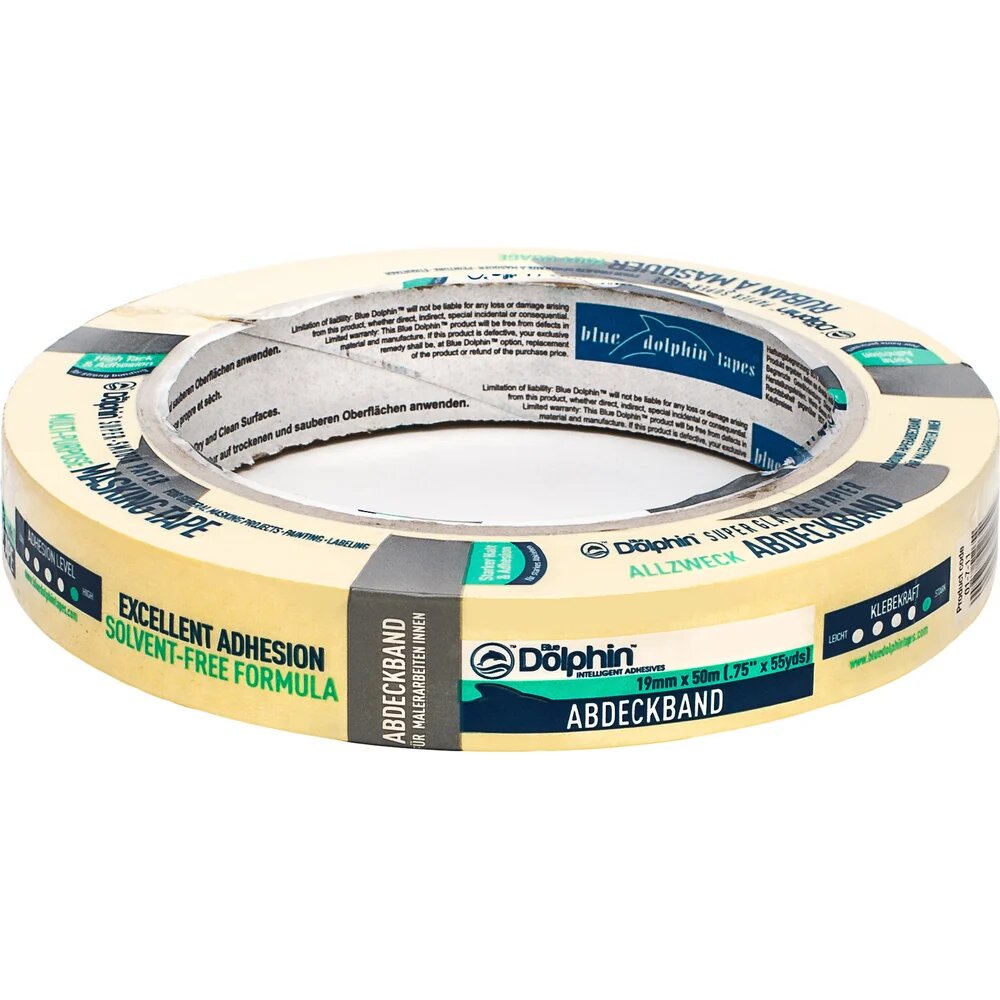 Blue Dolphin Малярная лента Masking Tape, сильная адгезия, ровный край, 19мм х 50м 01-7-11 ST627