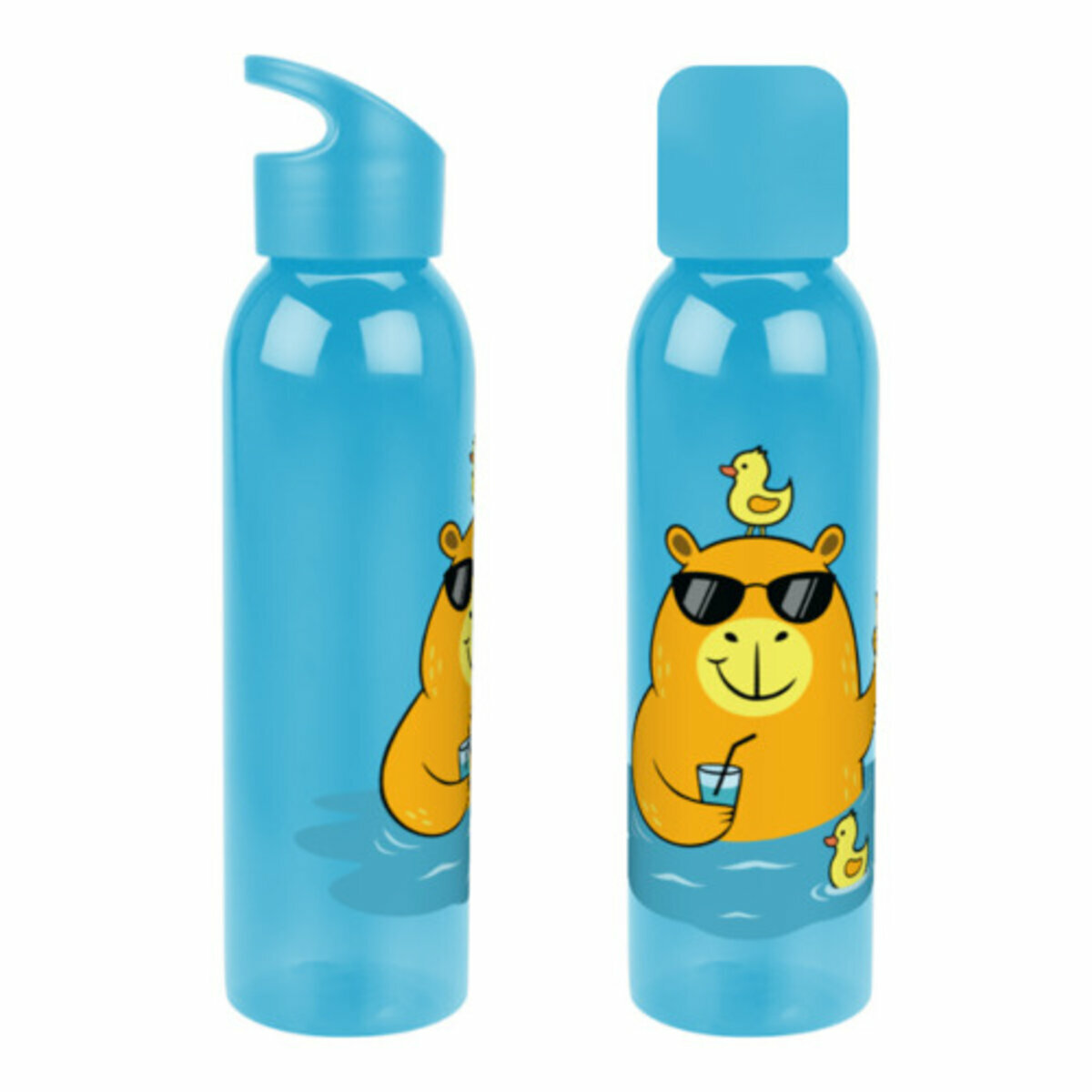 Бутылка для воды «Капибара с уточками» (голубой)