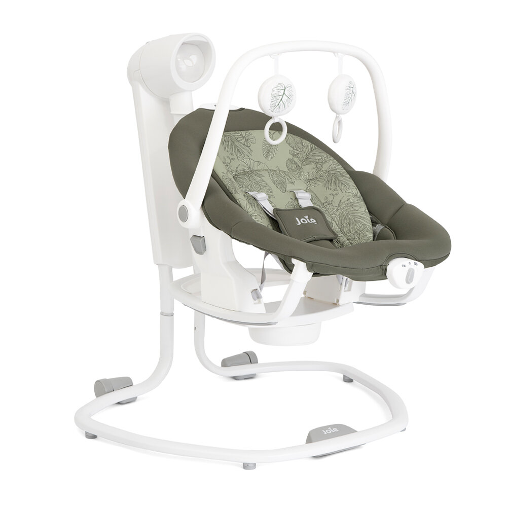 Электронные качели-шезлонг Joie Serina 2 в 1, цвет Palms (Пальмы), артикул производителя 20114