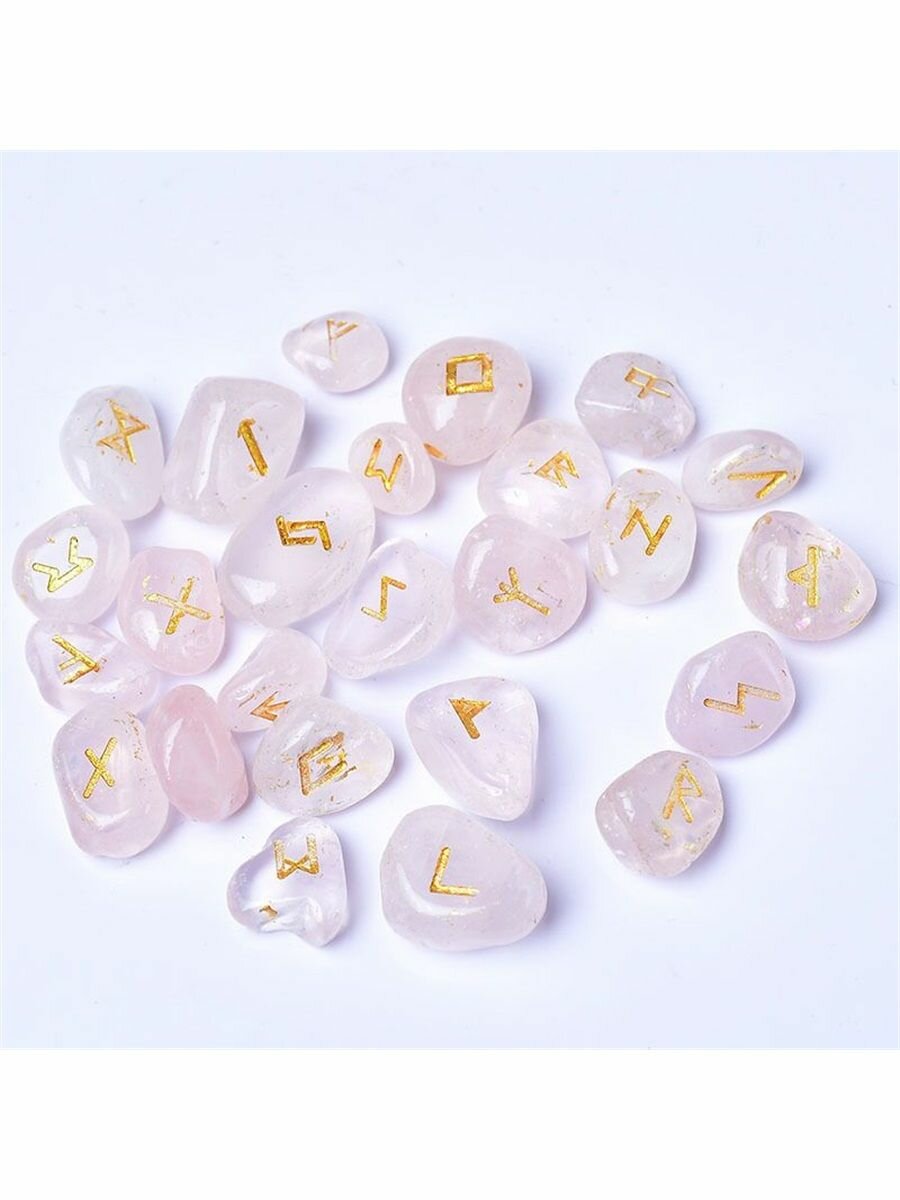 25 рун из розового кварца неправильной формы