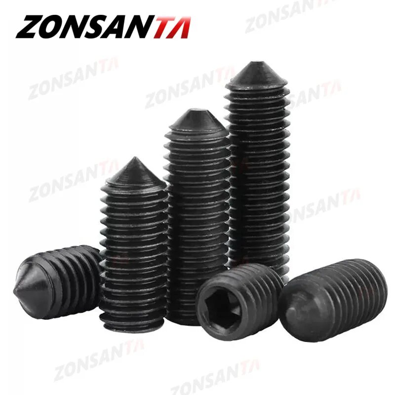 M2 M2.5 M3 M4 M5 M6 M8 M10 класс 12,9 черная Шестигранная головка из углеродистой стали Шестигранная головка конусная головка зажим набор винтов конический концевой болт