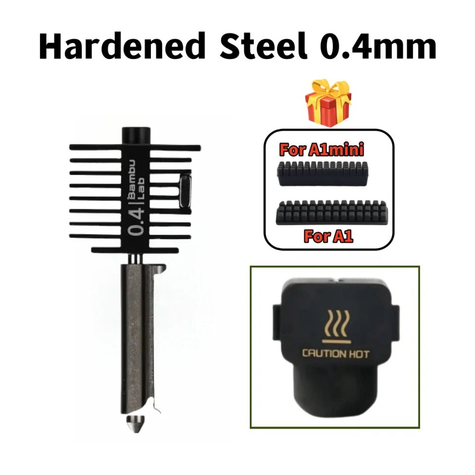 Makerbase Комплект Hotend для Bambu Lab A1/A1 Mini сопло 0.2/0.4/0.6/0.8 мм HS 0.4 Hotend-Wiper