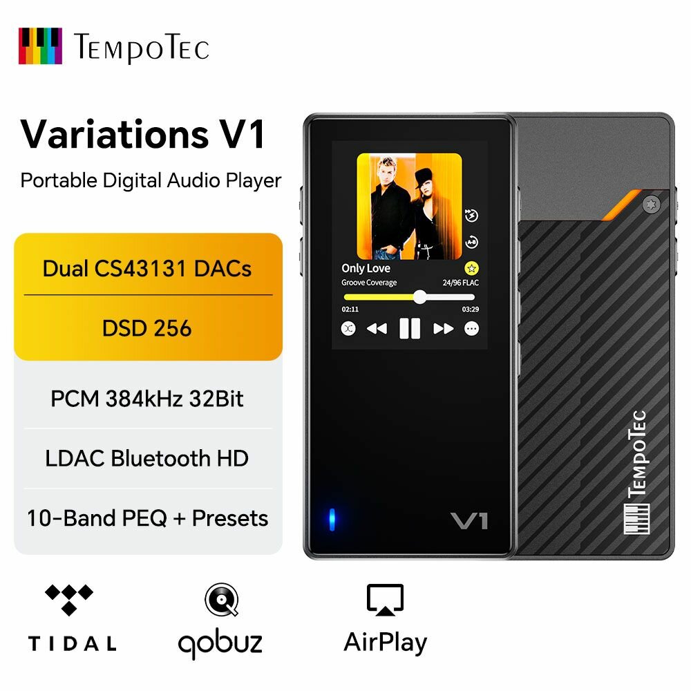Variations V1 EZHiFi&TempoTec Музыкальный плеер HiFI цифровой аудиоплеер ЦАП USB усилитель для наушниковпорта 4,4 мм и 3,5 мм, PEQ