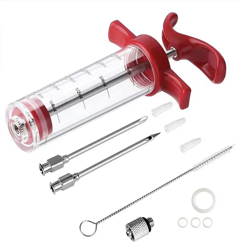 Шприц-инжектор для мяса с тремя иглами-инжекторами для маринада для гриля-барбекю, индейки, инжектор со вкусом маринада