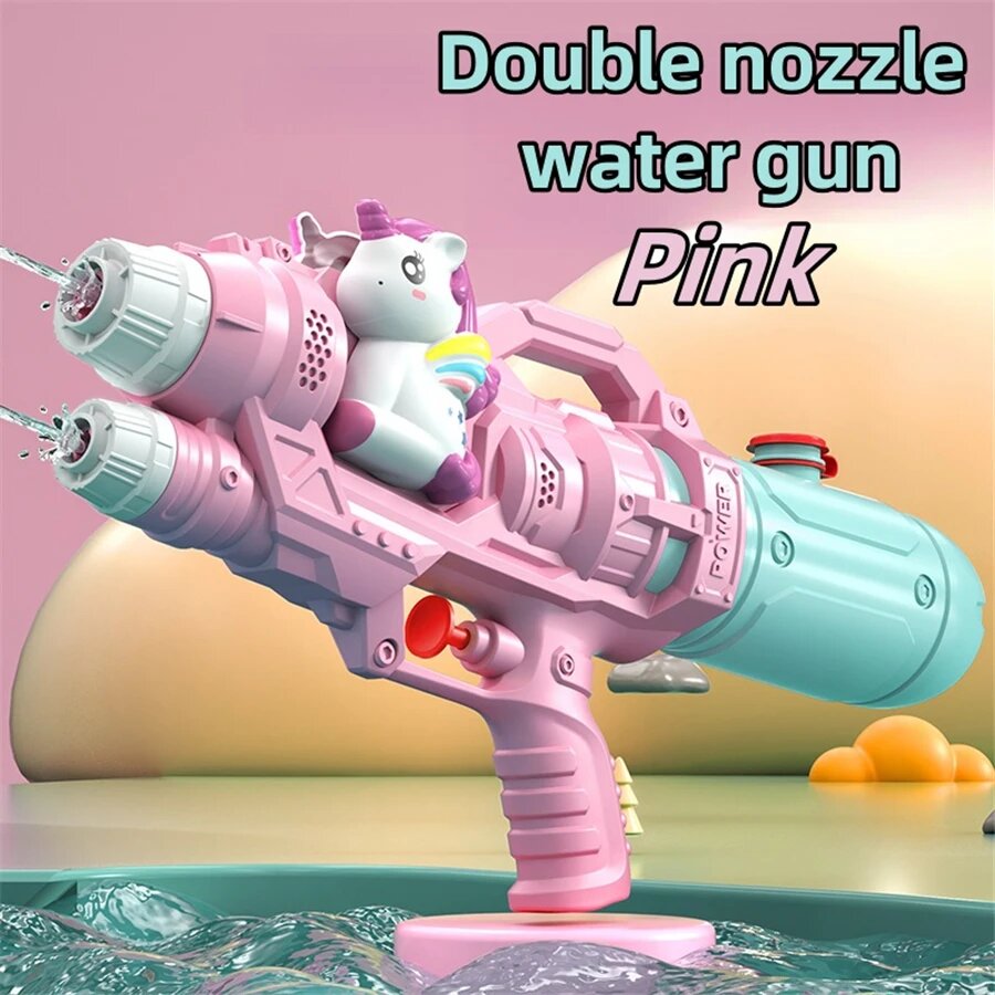 Розовый водяной пистолет Double Nozzles с единорогом