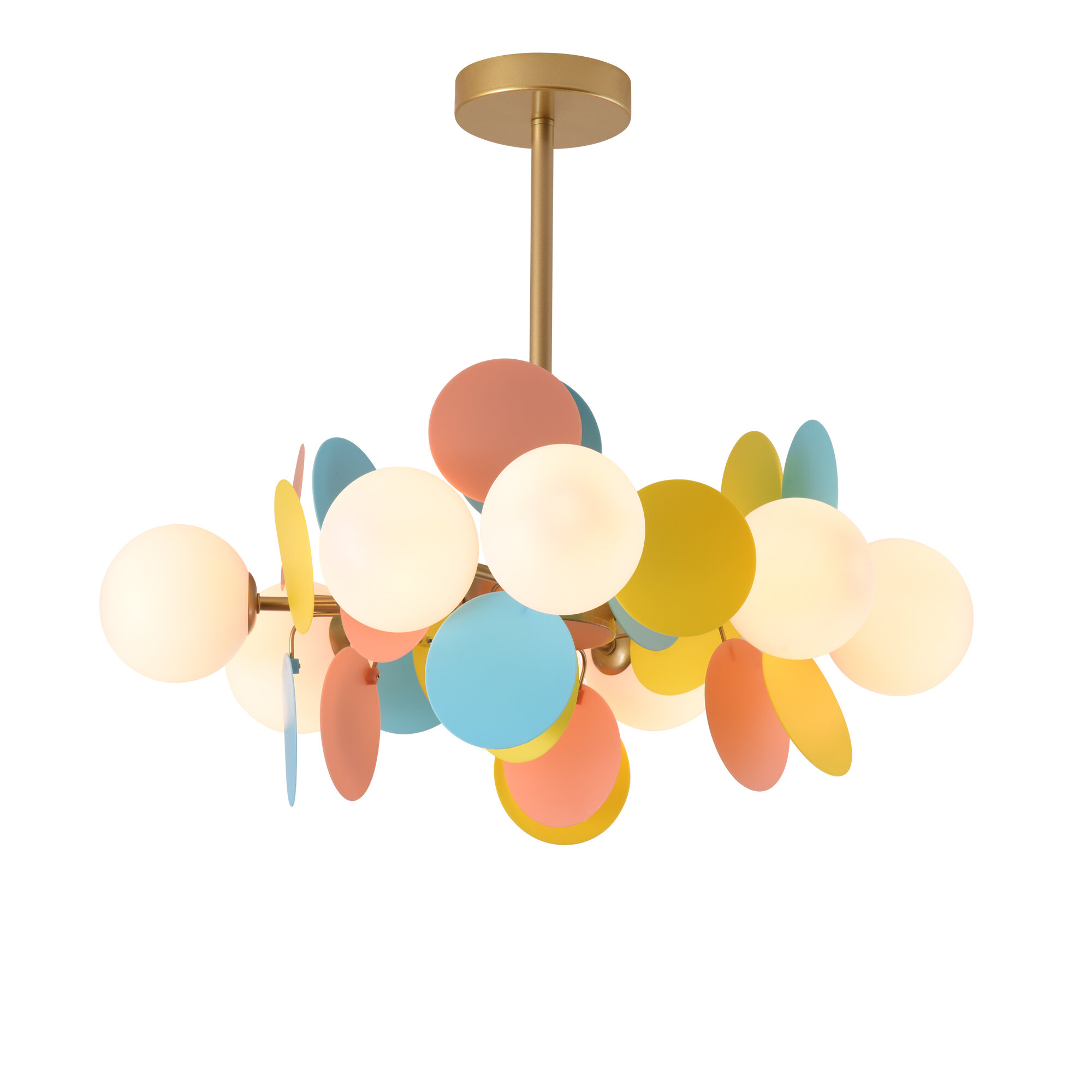 Люстра для спальни, освещение детской комнаты, пластиковые лепестки/цветная/8 ламп