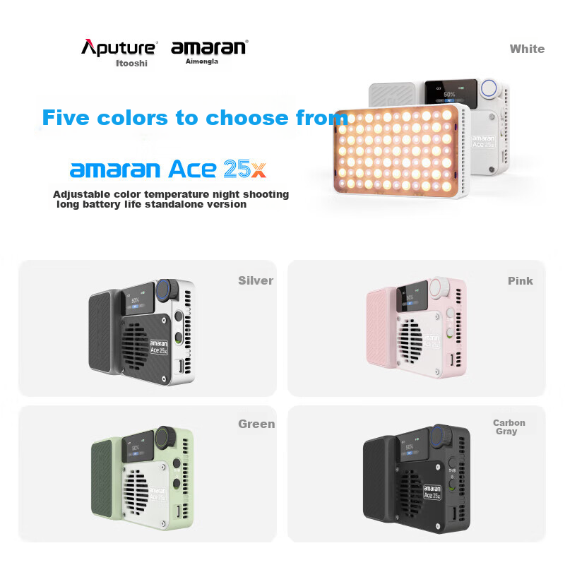 Aputure Amaran ACE 25X Live Streaming Photography Light 25W Professional Portable Fill Light LED Light for Mobile Phone Camera Video Light Indoor Outdoor Shooting Constant Light Pocket Light