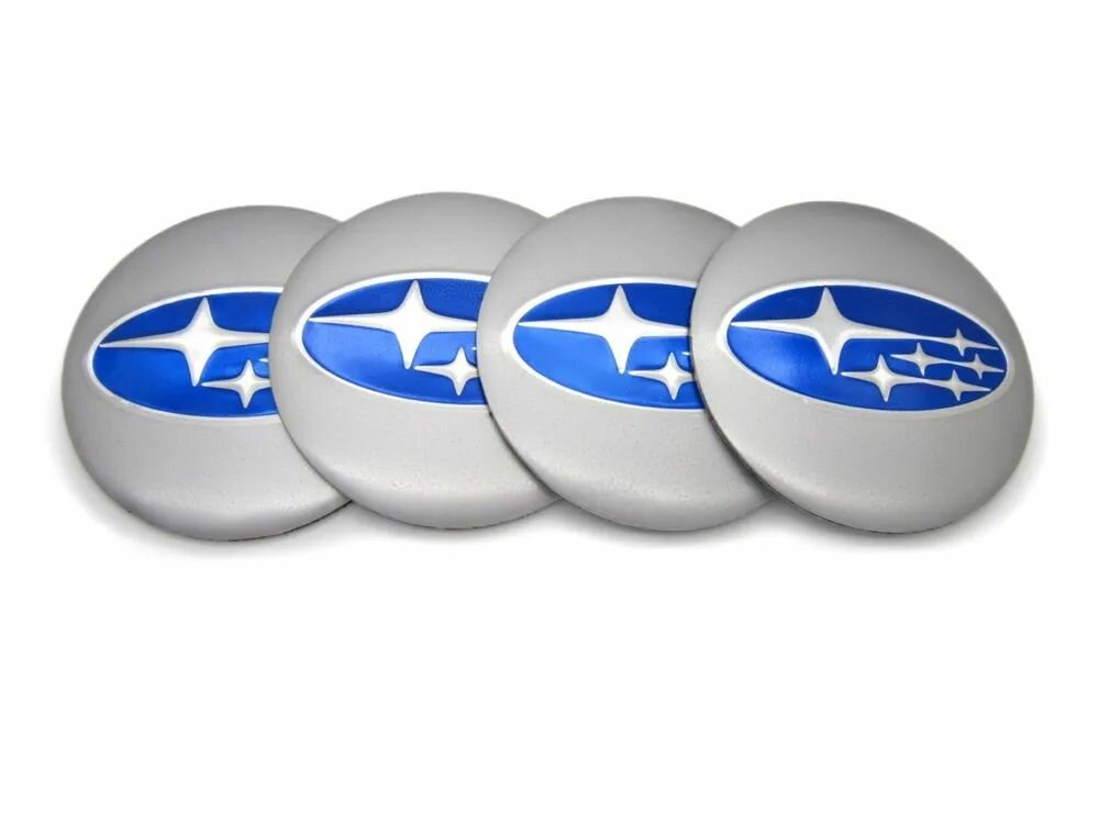 Наклейки на диски Subaru silver/blue 56 мм