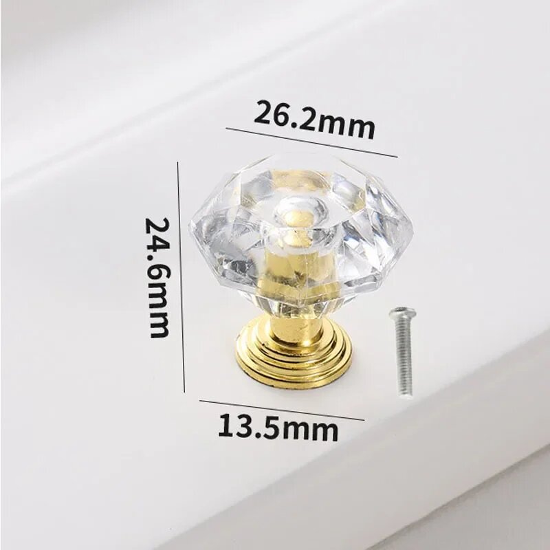 Хрустальные ручки для шкафов gold