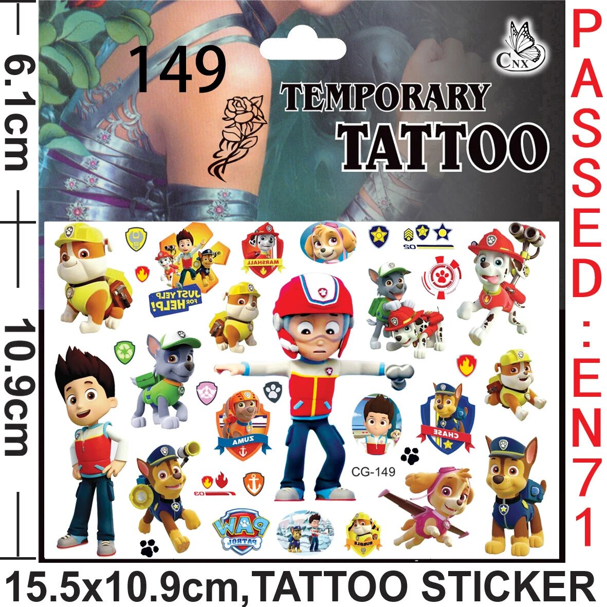 Временная татуировка Paw Patrol, 1pcs Sticker 149